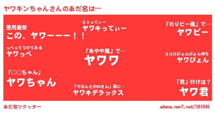 ヤワキンちゃんさんがあだ名になると…？